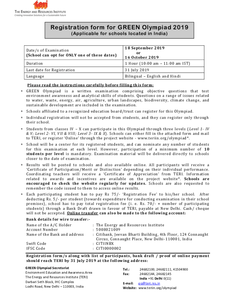Fillable Online Green Olympiad: Annual written examination on ...