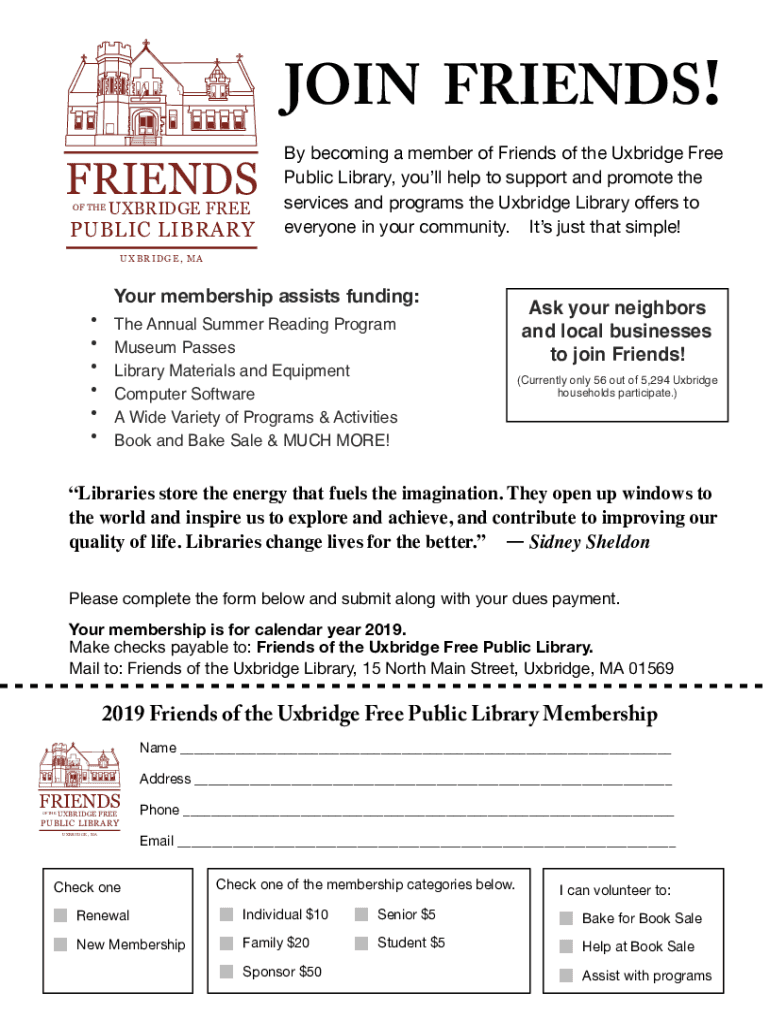 Fillable Online Join The Friends - Friends of the Cambridge Public ...