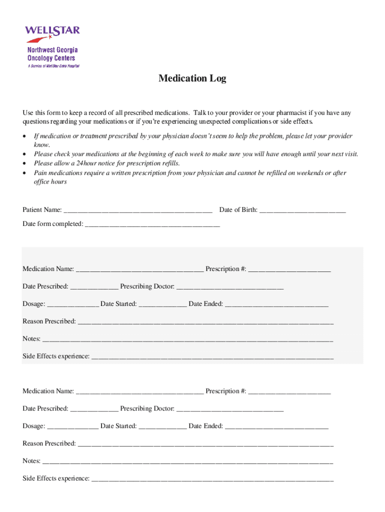 Fillable Online Sample Medication Record Form TemplatesPrintable ...My ...