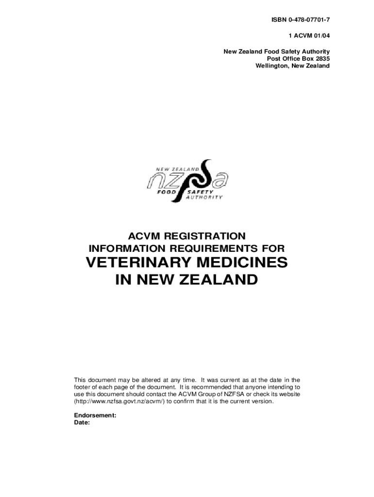 Fillable Online ACVM REGISTRATION INFORMATION REQUIREMENTS FOR ...