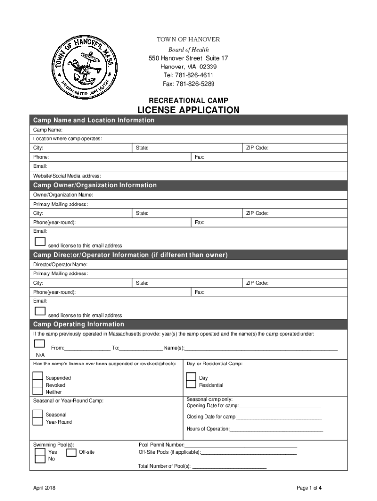 Fillable Online APPLICATION FOR COMMON VICTUALLERS LICENSE - Hanover MA ...