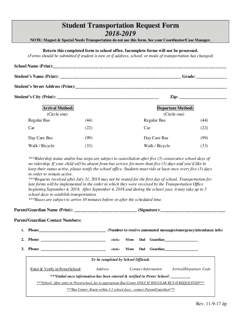 Fillable Online Student Transportation Request Form - Google Drive Fax ...