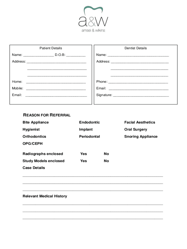 Fillable Online Queensway Dental Oral Surgery Referral Form Level 2 ...