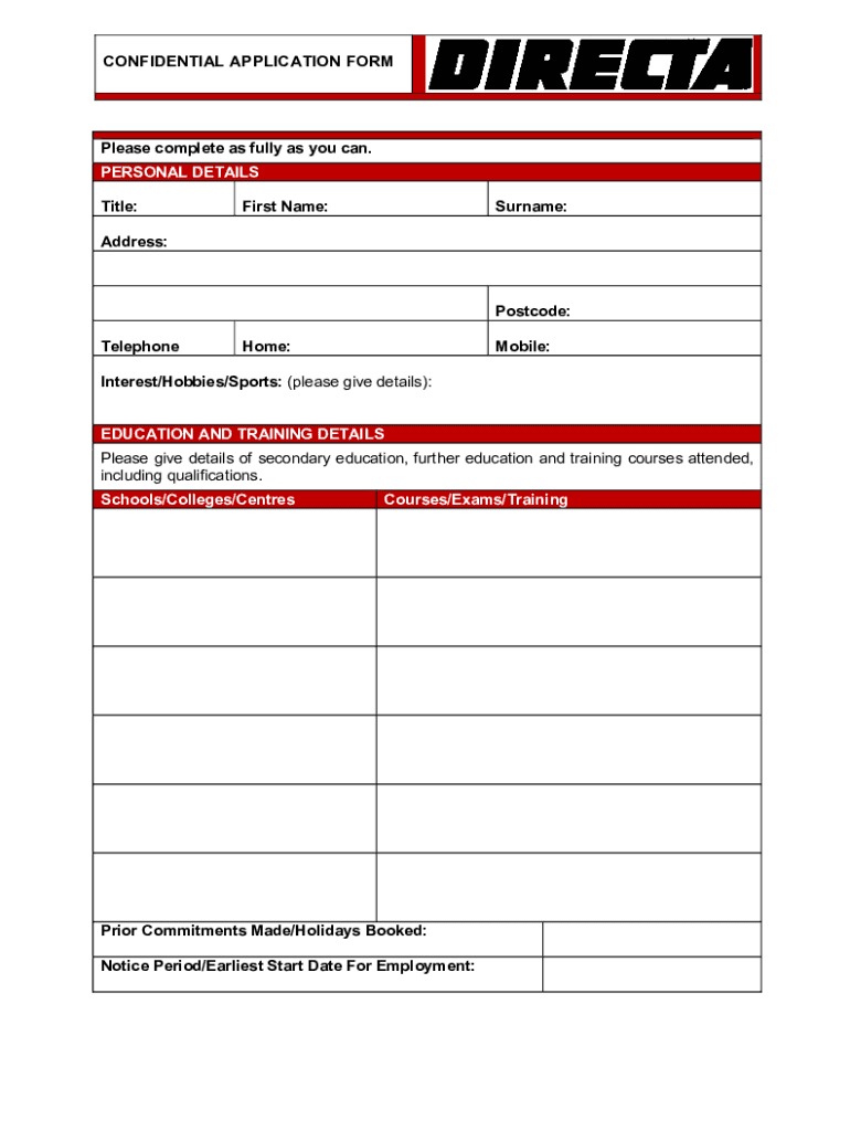 Fillable Online Directa App Form 270418 Fax Email Print - pdfFiller