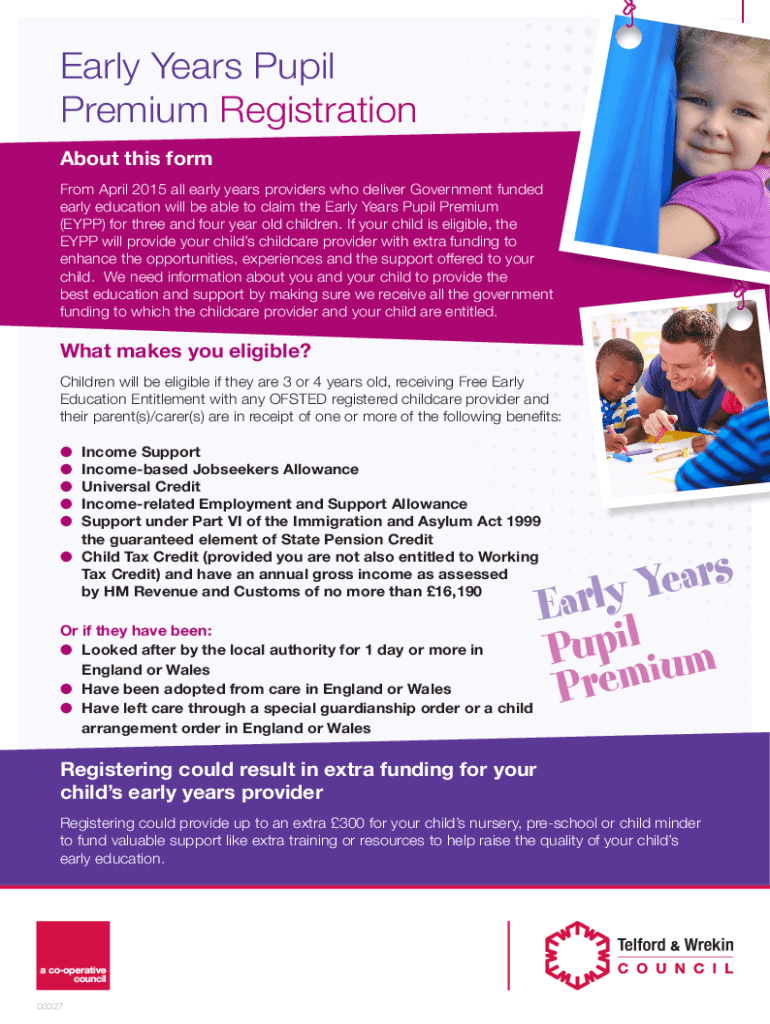 Fillable Online Early years pupil premium: model form and letter for ...