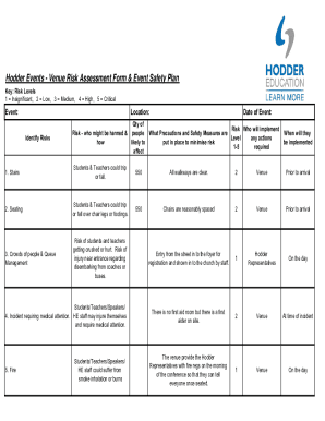 Fillable Online Venue Risk Assessment Form for Kings House.xls Fax ...