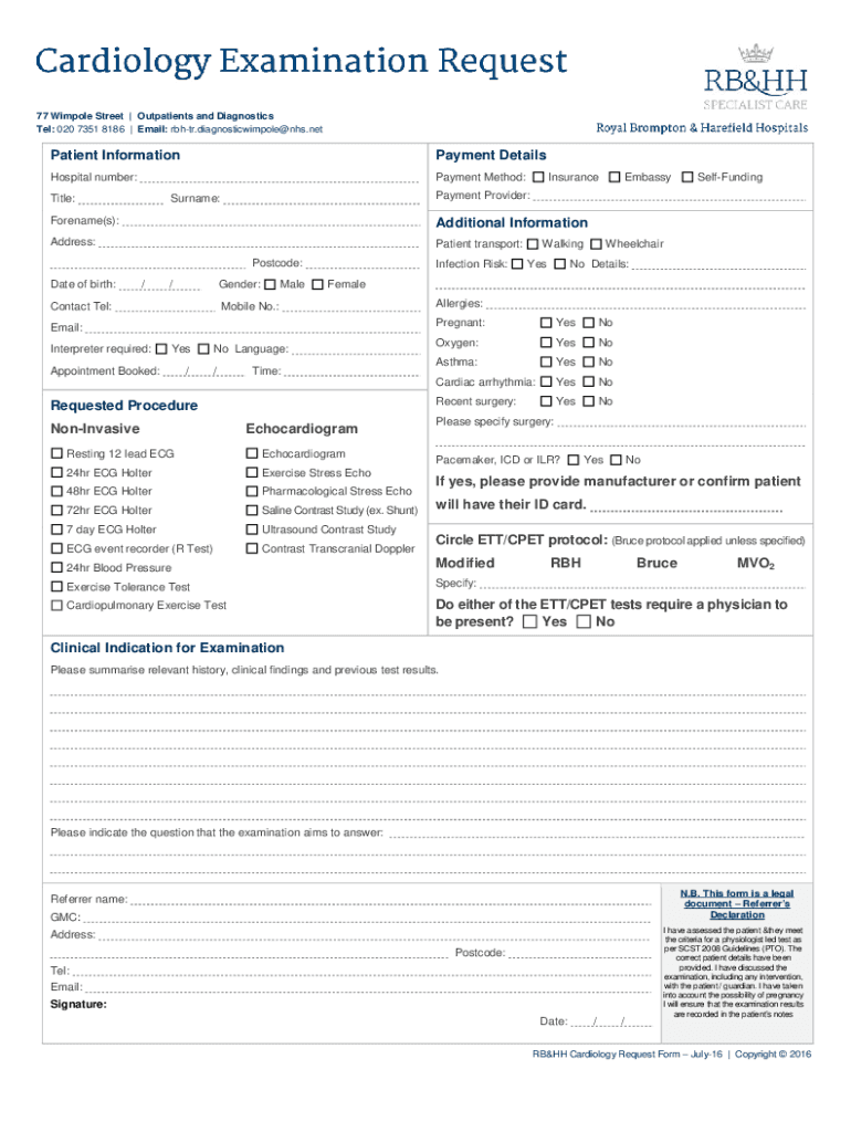 Fillable Online RBHH Specialist Care Cardiology referral form.pdf Fax ...