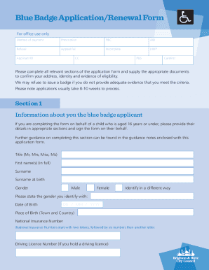 Fillable Online Blue Badge application form nidirect Fax Email Print ...