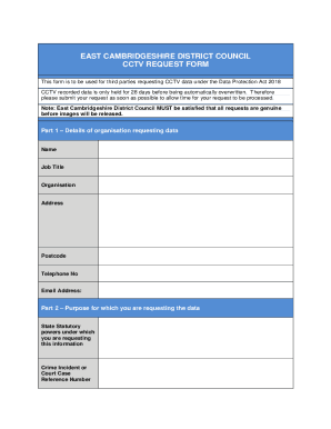 Fillable Online CCTV Dsar Request Form - East Cambridgeshire Fax Email ...
