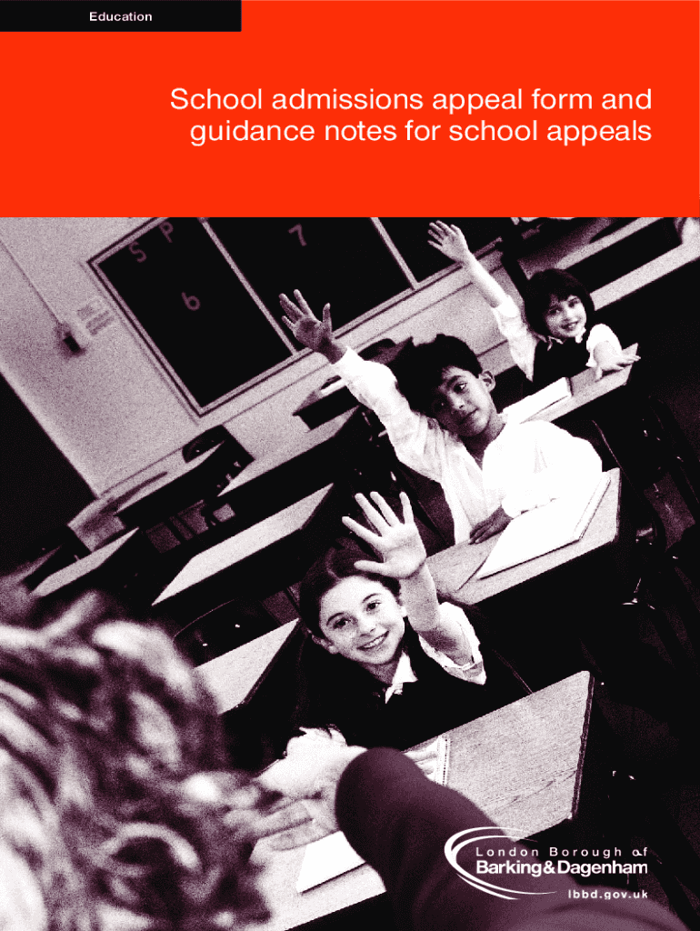 Fillable Online School admissions appeal form and guidance notes ...
