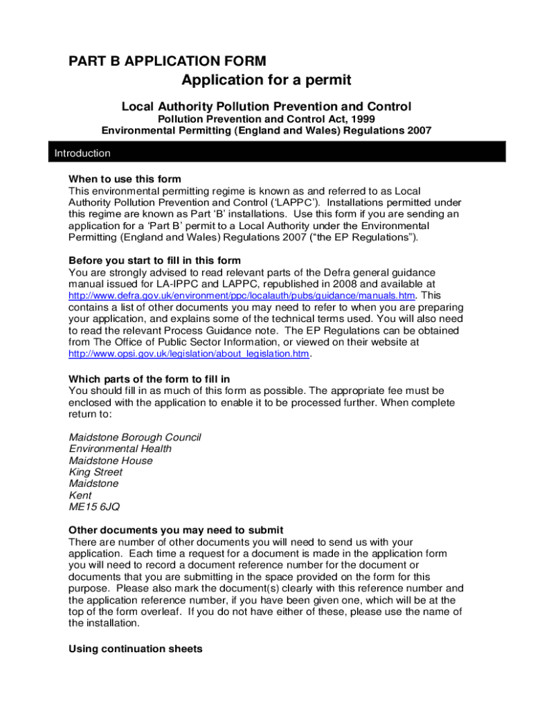 Fillable Online maidstone gov PPC Part B Application Form Application ...