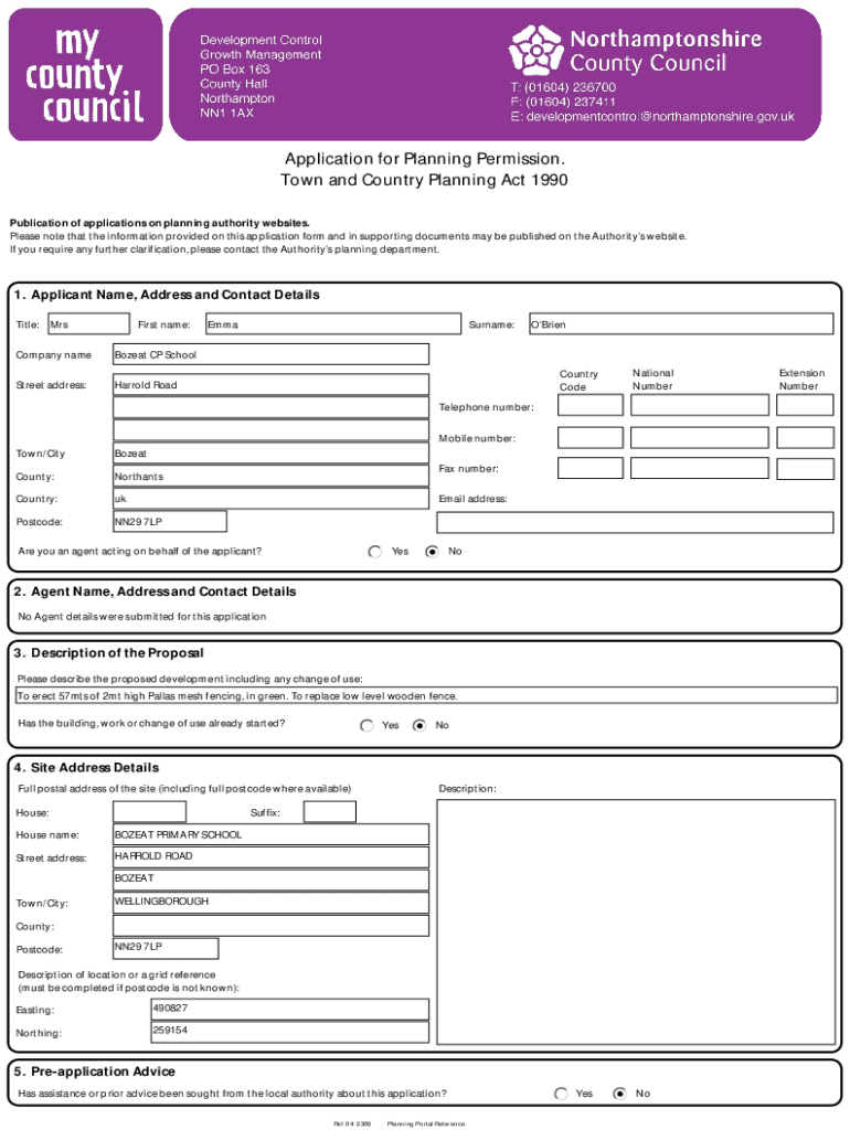 Fillable Online www3 northamptonshire gov Bozeat CP School Fax Email ...