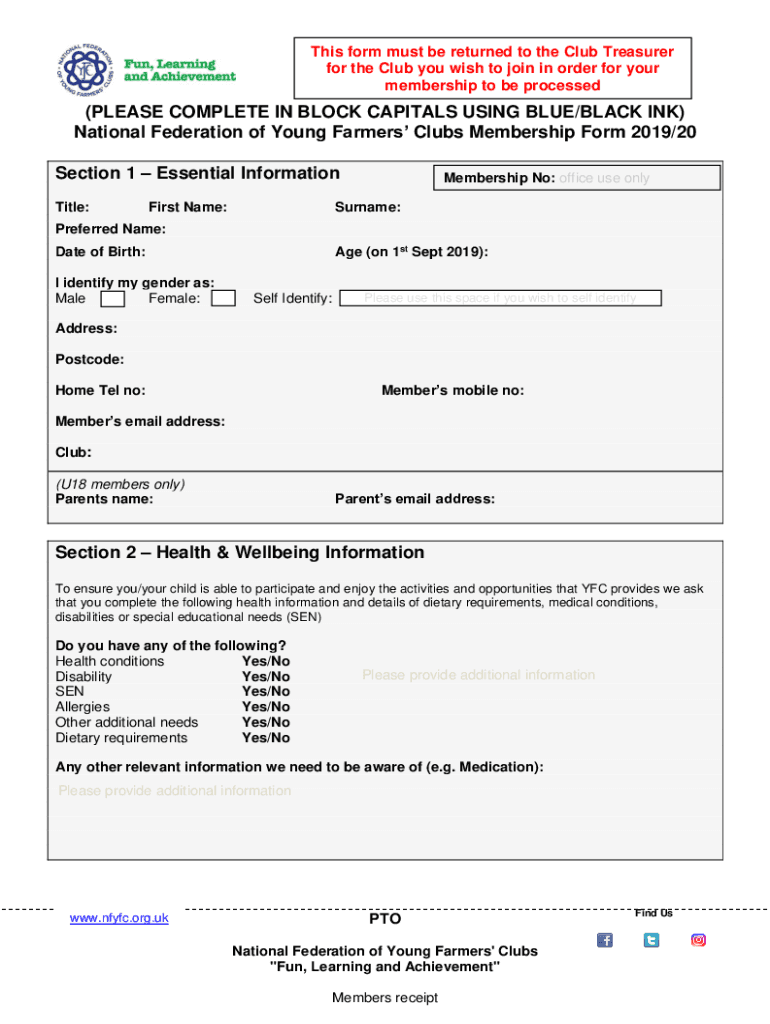 Fillable Online staffsyoungfarmers org DCU Membership Application ...
