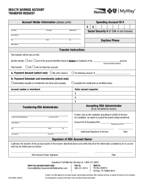 Fillable Online Form Health Savings Account Direct Transfer Fax Email ...