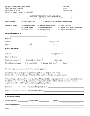 Fillable Online ON-SITE SEPTIC SYSTEM PERMIT APPLICATION Please check ...