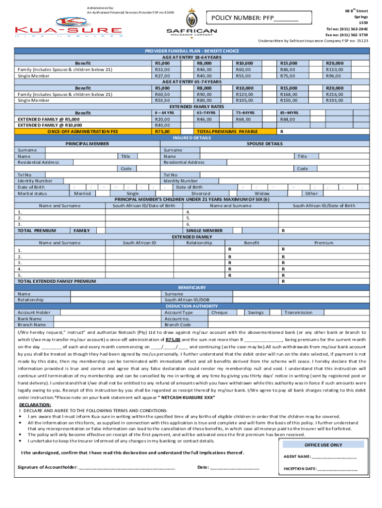 Fillable Online Application Form-PROVIDER FUNERAL PLAN Fax Email Print ...
