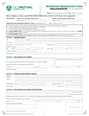 Fillable Online PROTEKTOR PRESERVATION FUND APPLICATION FORM - Old ...