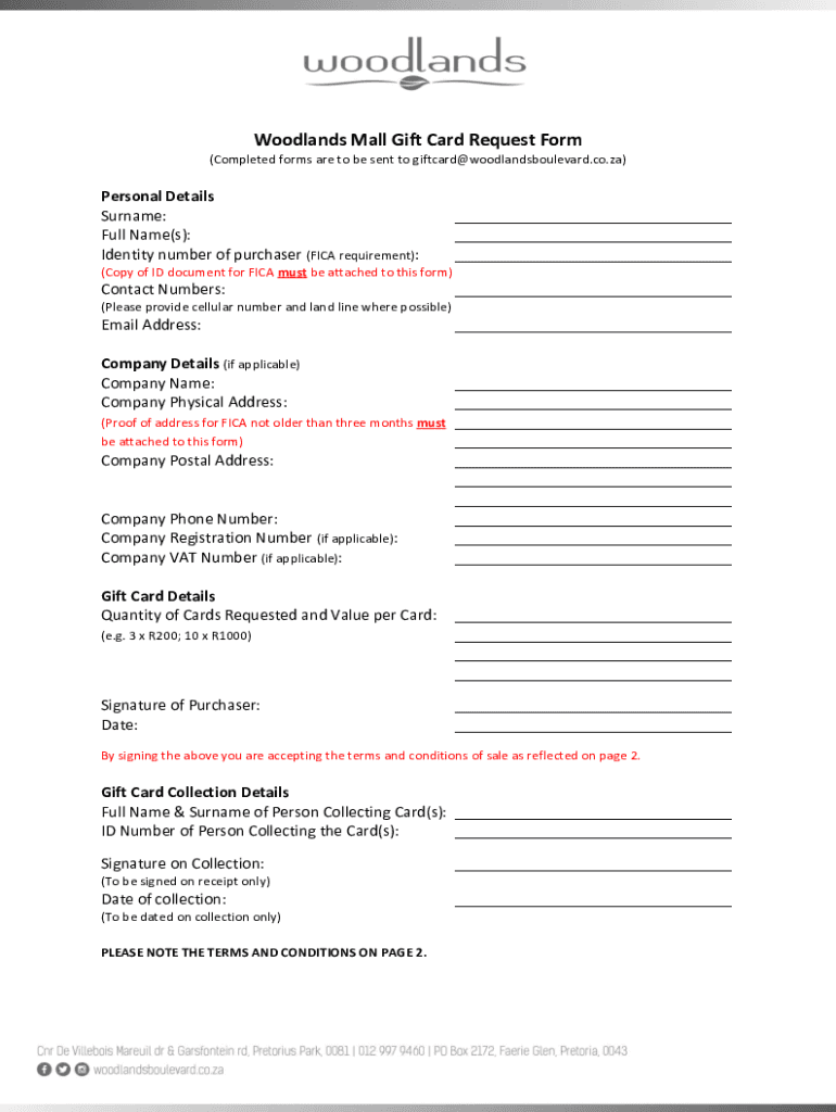 Fillable Online woodlandsboulevard co Get the free Woodlands Mall Gift ...