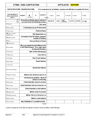 Fillable Online MASTER SSA Capitation form WPSWP 2019 Fax Email Print ...
