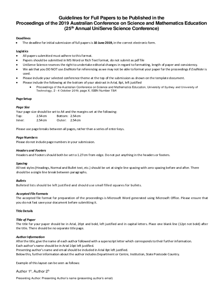 Fillable Online Guidelines for Full Papers to be Published in the ...