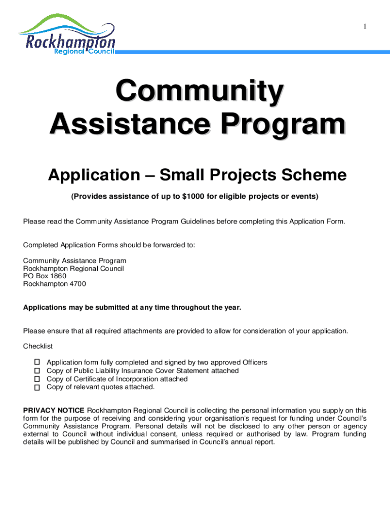 Fillable Online juwarki org Small Project Assistance Program Fact ...