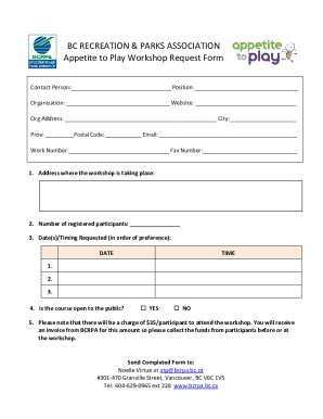 Fillable Online Parks & Recreation Course Request Form Fax Email Print ...