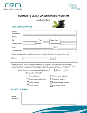 Fillable Online crd bc Community Clean Up Form. Community Clean Up Fax ...