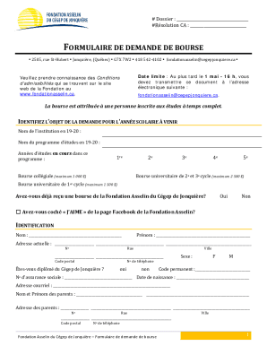 Remplissable En Ligne FORMULAIRE DE DEMANDE DE BOURSE ...