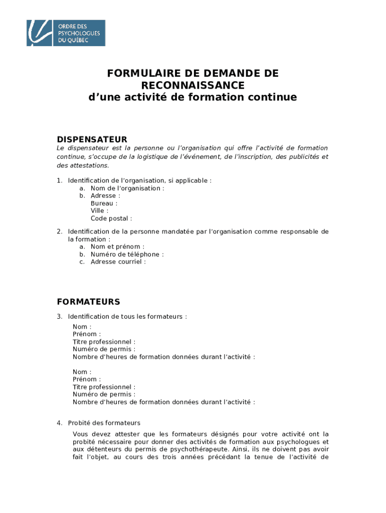 ulaire de demande de reconnaissance des acquis et des ... Doc Template | pdfFiller