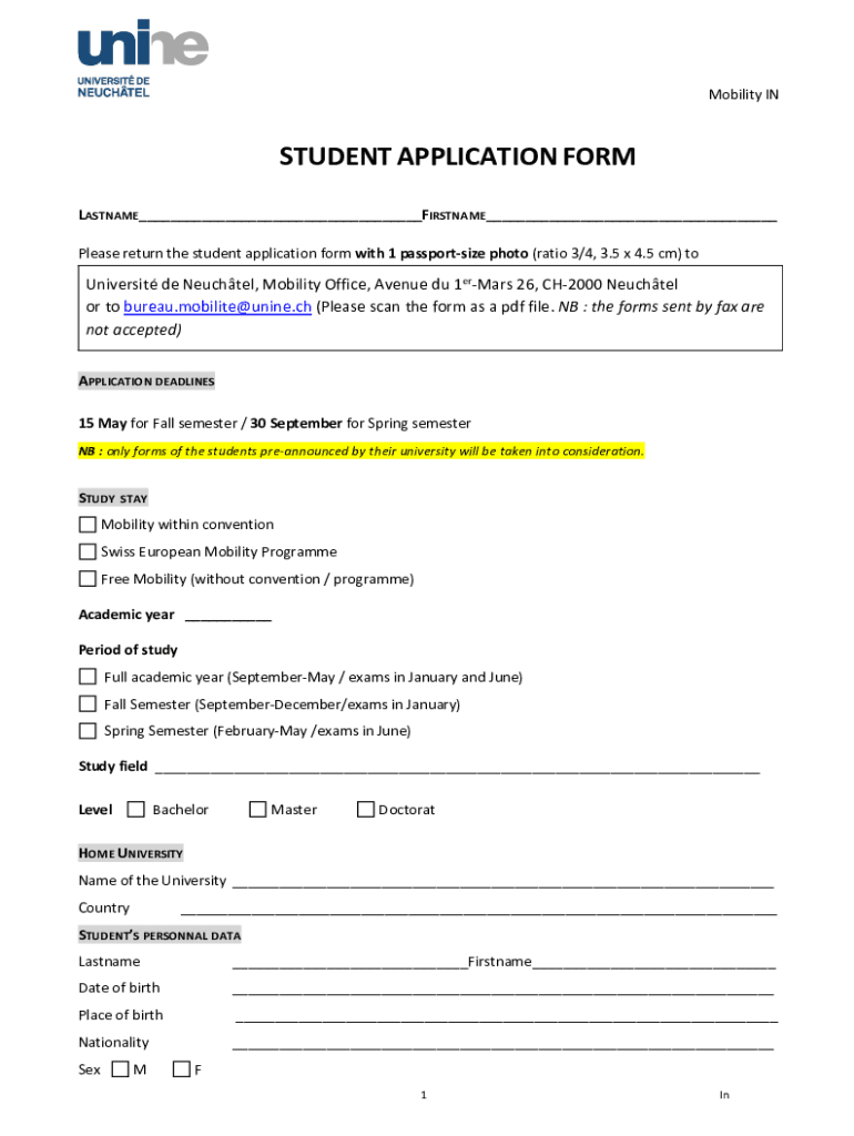 Fillable Online Student Mobility Outgoing Application Form ...