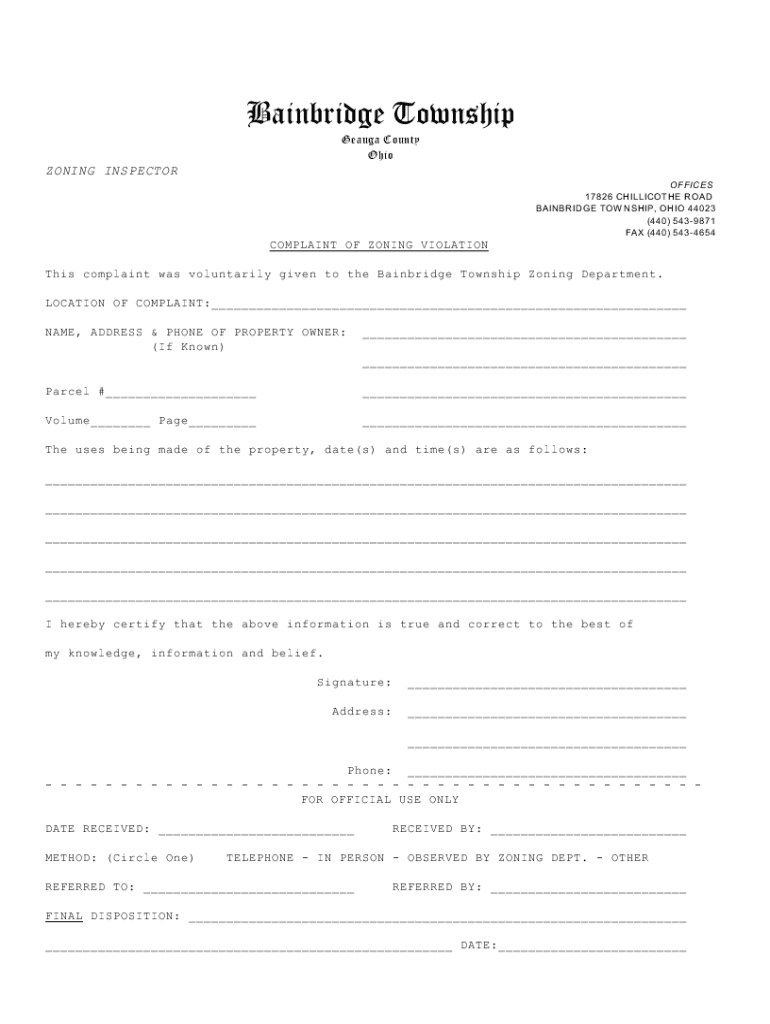 Fillable Online Better Business Bureau Complaint Form Printable ...