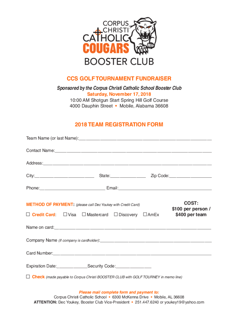 Fillable Online Booster Club Mission StatementCorpus Christi School Fax ...