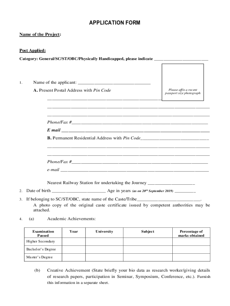 Fillable Online APPLICATION FORM - wii.gov.in Fax Email Print - pdfFiller