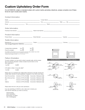 Fillable Online Custom Upholstery Order Form. Custom Upholstery Order ...