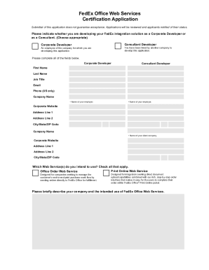 Fillable Online FedEx Office Web Service Certification Application Fax ...
