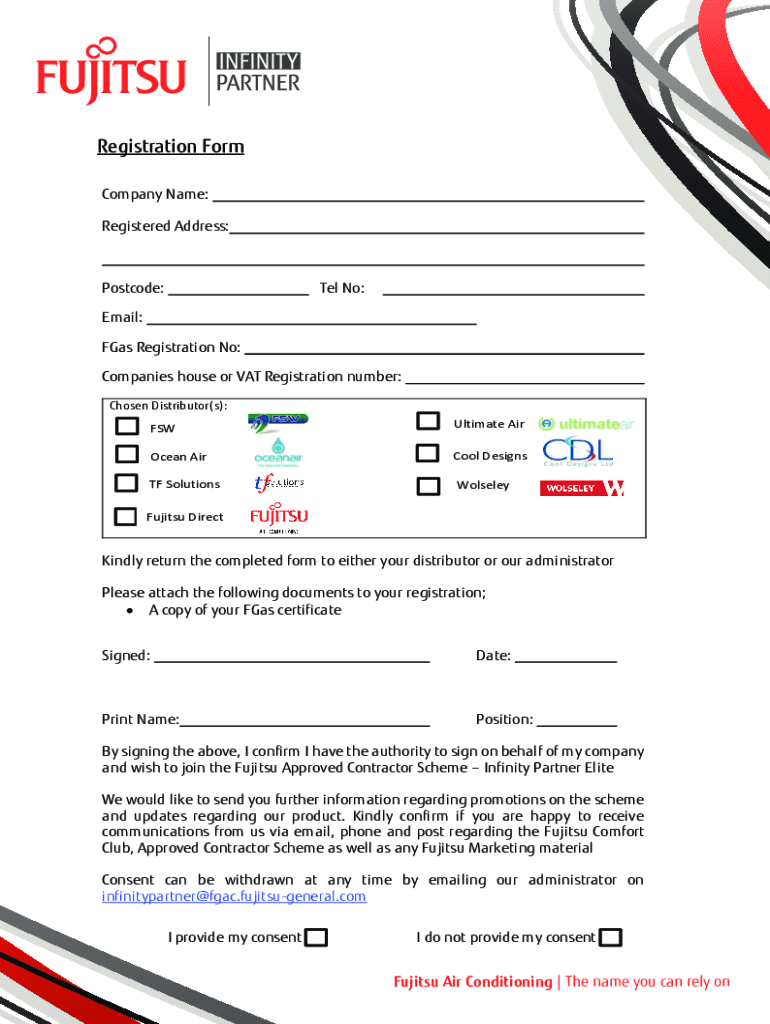 Fillable Online Registration Form INFINITY PARTNER - Registration form Fax Email Print - pdfFiller