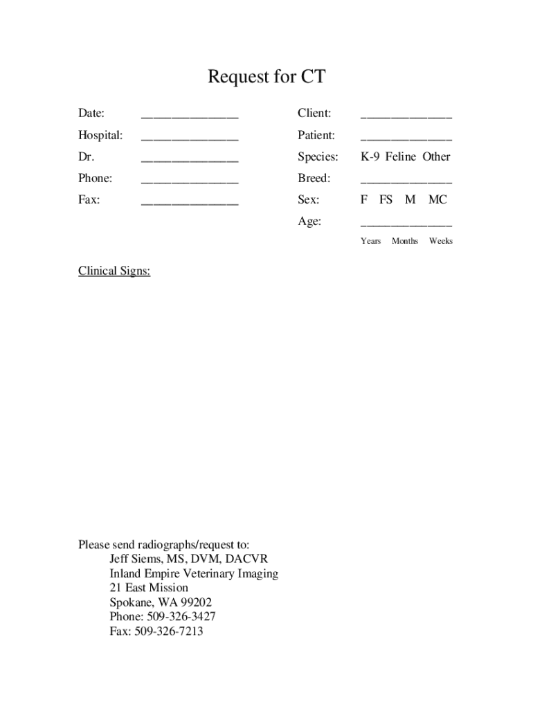 Fillable Online Request for Radiographic Interpretation Fax Email Print ...