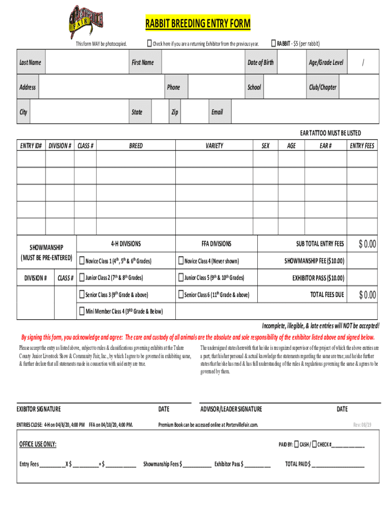 Fillable Online Free Rabbitry Record Sheets to Download and PrintRabbit ...