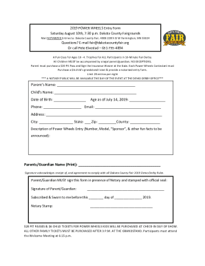 Fillable Online Parents Name: Childs Name: Date of Birth: Age as of ...