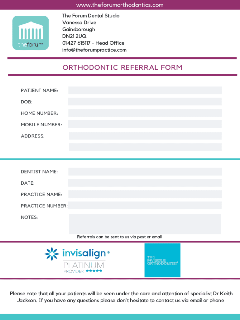 Fillable Online Forum Ortho Referral Form Fax Email Print - pdfFiller