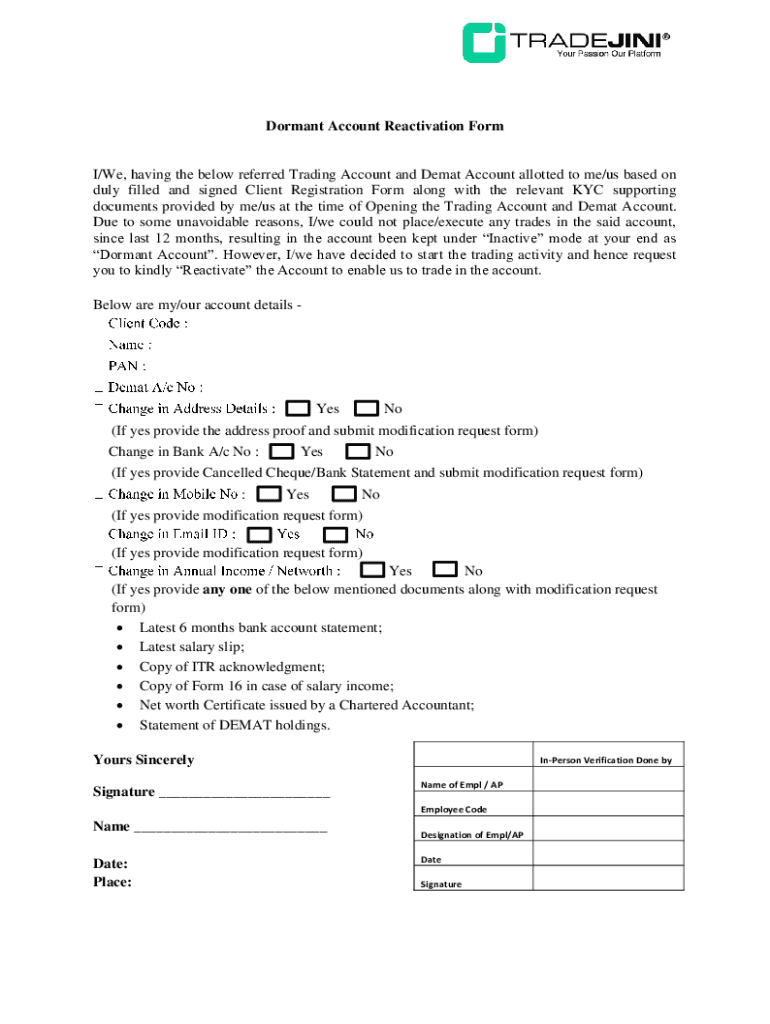 Fillable Online How to reactivate your dormant bank account - The ...