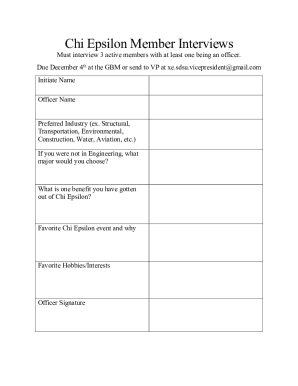 Fillable Online Member Interviews Form Fax Email Print - pdfFiller