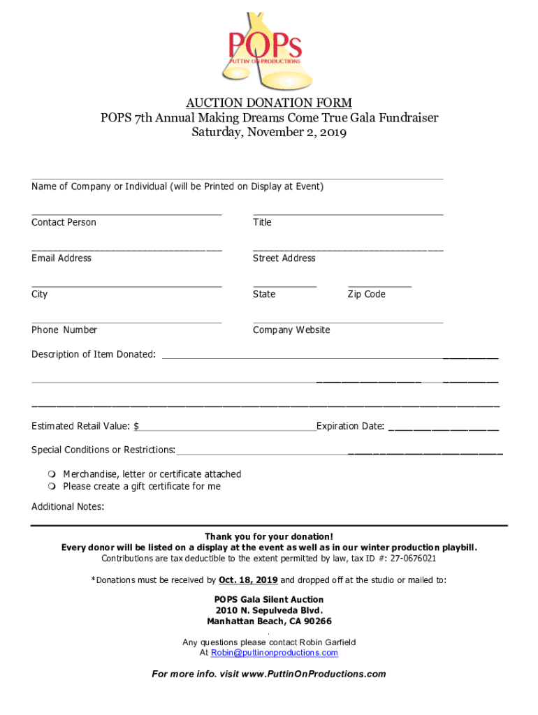 Fillable Online 50 Awesome Auction Item Ideas for Your Next Fundraiser ...