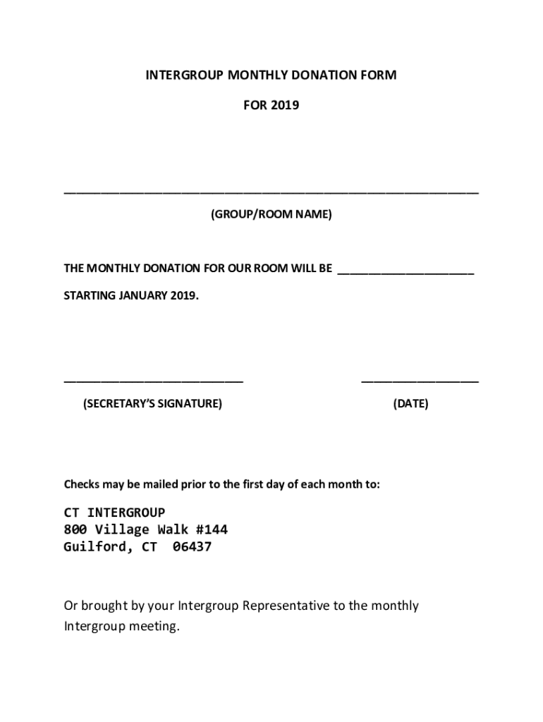 Fillable Online INTERGROUP MONTHLY DONATION FORM Fax Email Print ...