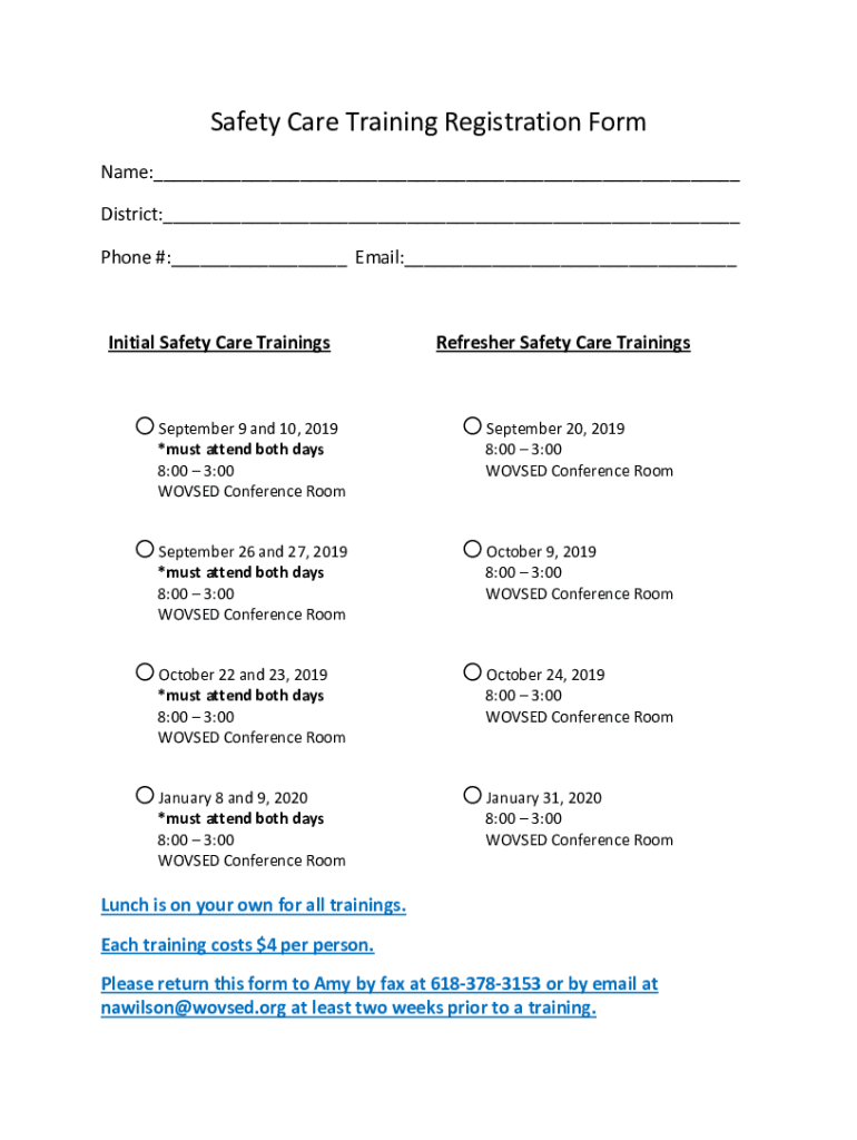 Fillable Online Initial Safety Care Trainings Fax Email Print - pdfFiller