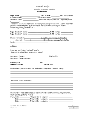 Fillable Online Intake Form 2019 minor Fax Email Print - pdfFiller