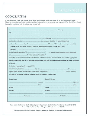 Fillable Online Free Codicil to Will Form - PDFWordeFormsFREE 8 ...