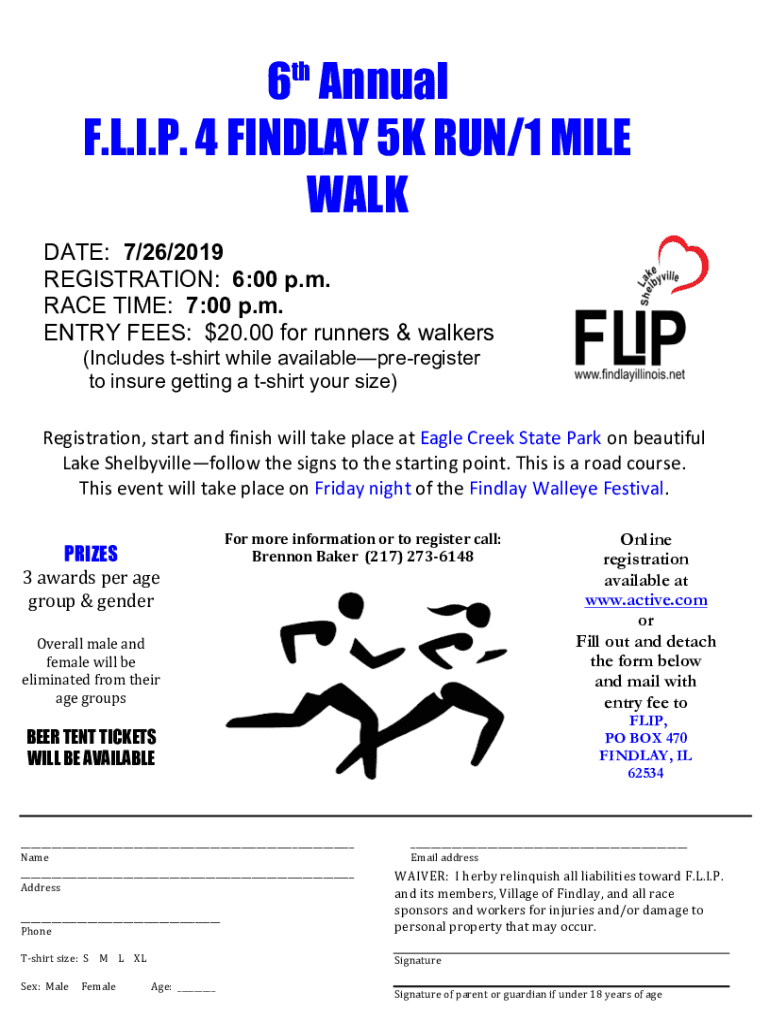 Fillable Online F.L.I.P. 4 FINDLAY 5K RUN/WALK - RunSignup Fax Email Print - pdfFiller