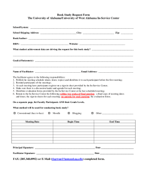 Fillable Online inservice ua Book Study Request Form Fax Email Print ...