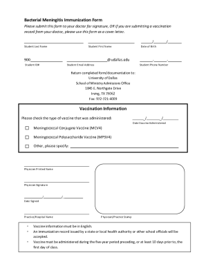 Fillable Online SOM-Meningitis Immunization Form.docx Fax Email Print ...